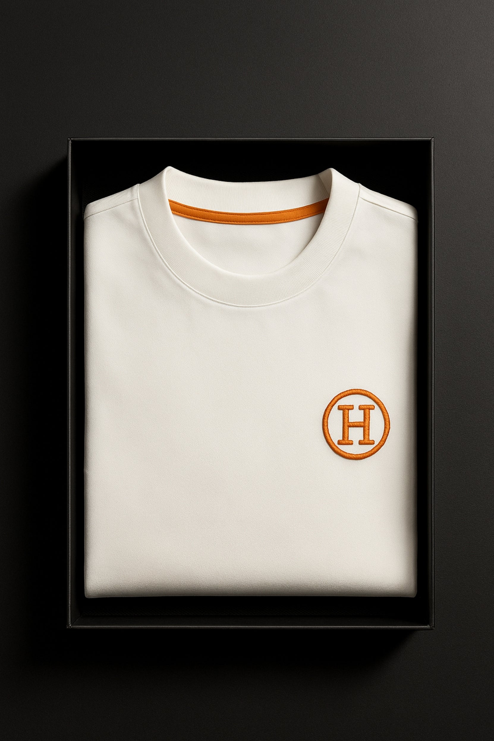 Imported T-Shirt with Circular ‘H’ Embroidery Logo and Relaxed Fit