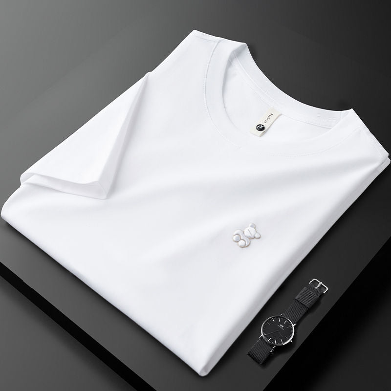 Imported T-Shirt with Bear Embroidery Logo and Relaxed Fit – Rikaro