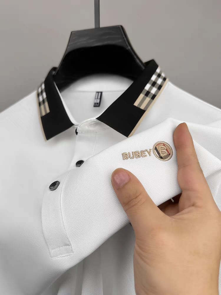 Men's Colorful Collar Printed Slim Fit Polo T Shirt